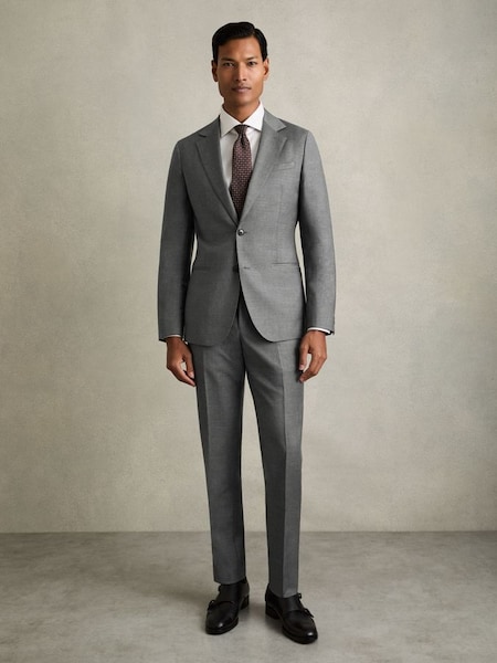 Modern Slim-Fit Wool Suit Trousers in Grey (AK1779) | £118