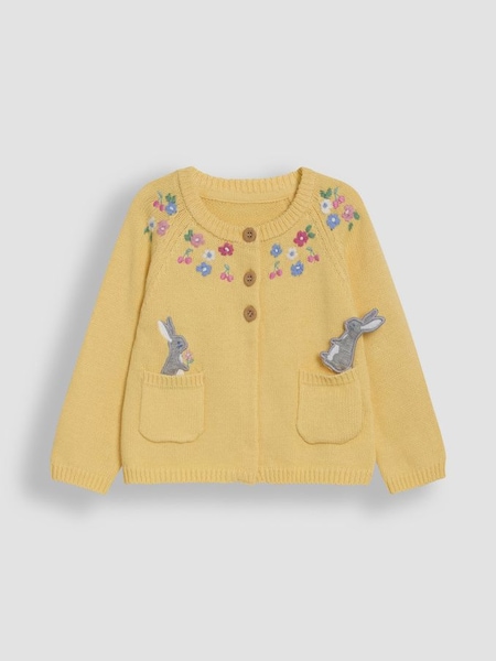 Yellow Bunny Applique Pet in Pocket Character Cardigan (AU5378) | £26 - £29