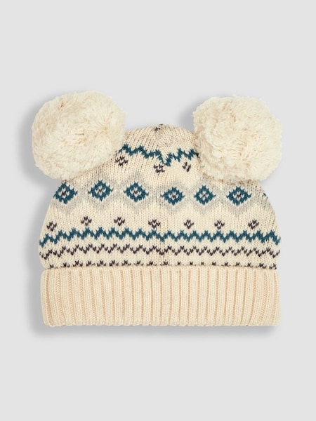 Ecru Pom Pom Fair Isle Pattern Hat (B56046) | £6