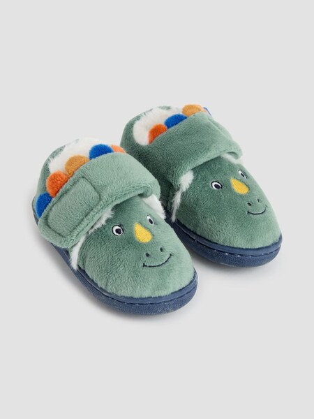 Green Dinosaur Print Slippers Shoes (B89383) | £16.50