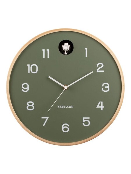 Karlsson Green Cuckoo Birch Wall Clock (D50268) | £80
