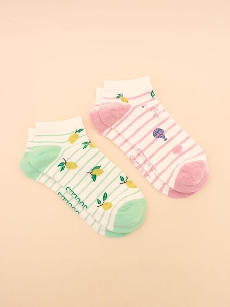 Rilla Lemon Yellow Pack of Two Trainer Socks (E01473) | £8