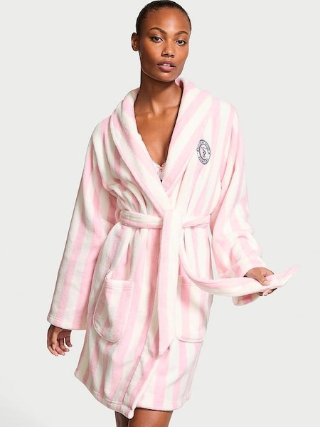 Pink Stripe Cosy Short Dressing Gown (E16310) | £49