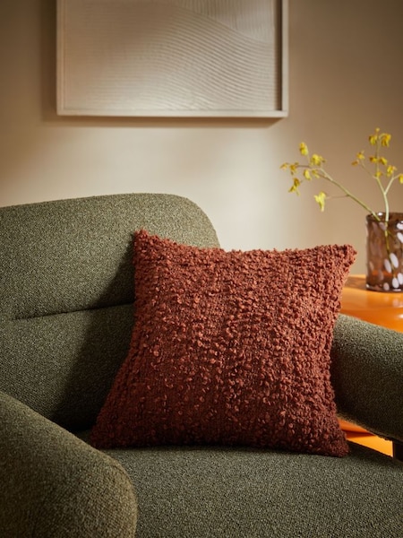 Agda Cosy Boucle Cushion in Rust Red (E31410) | £22