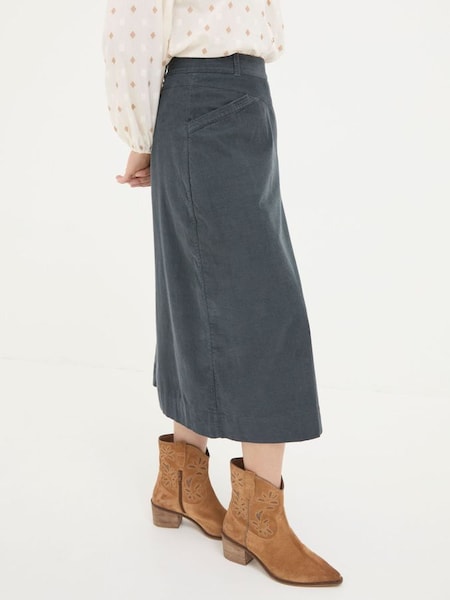 Leigh Grey Cord Midi Skirt (E70468) | £35