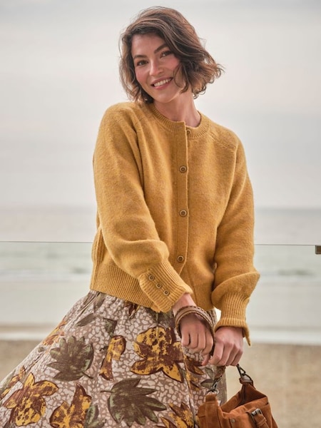 Yellow Carlee Knitted Button Front Cardigan (E81287) | £56