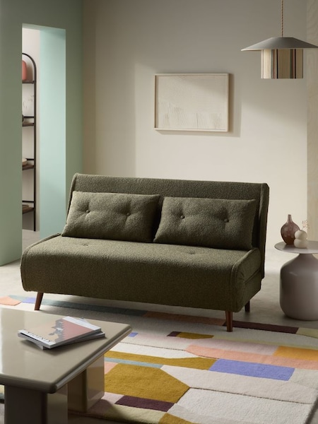 Large Borg Haru 2 Seater Sofa Bed in Forrest Green Pax Boucle (N70674 ...
