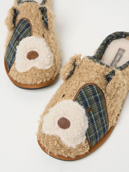 Tobi Tan Brown Terrier Dog Slippers (Q60541) | £19