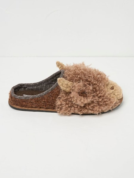 Hamish Brown Highland Cow Slippers (Q62082) | £19
