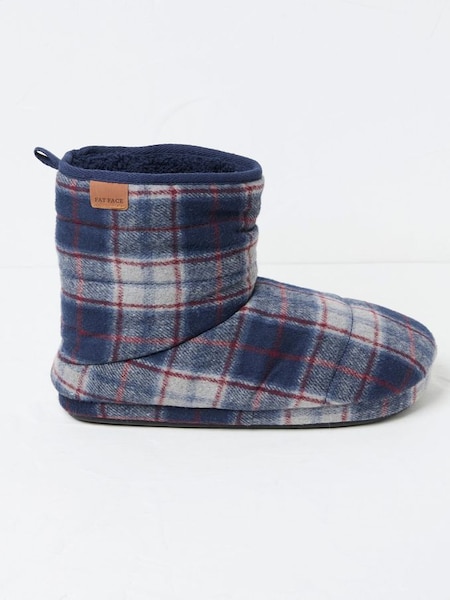 Sussex Navy Blue Check Boot Slippers (Q62097) | £20