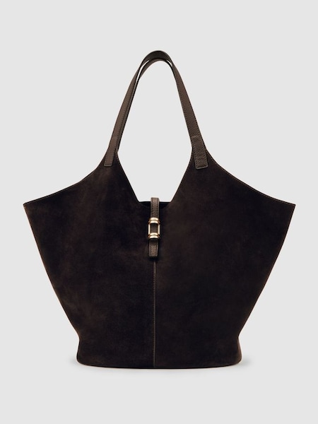 Leather And Suede Tote Bag in Chocolate (AH9238) | CA$510