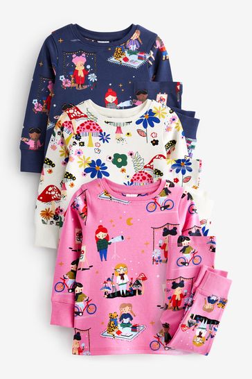 Buy Charcoal Grey/Pink Girl Pyjamas 3 Pack (9mths-8yrs) from Next Australia