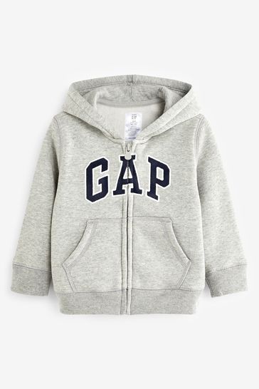Buy Gap Light Grey Logo Zip Up Hoodie from Next Ireland