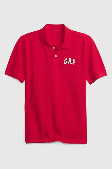Buy Gap Red Logo Pique Short Sleeve Polo Shirt from Next Ireland