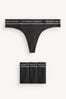 Victoria's Secret Black Thong Logo 4 Pack Knickers, Thong