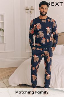 Navy Blue Mens Matching Family Christmas Hamish The Highland Cow 100% ...