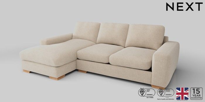 Buy Houghton Deep Relaxed Sit Medium Sofa Chaise - Left Hand Linen Look ...