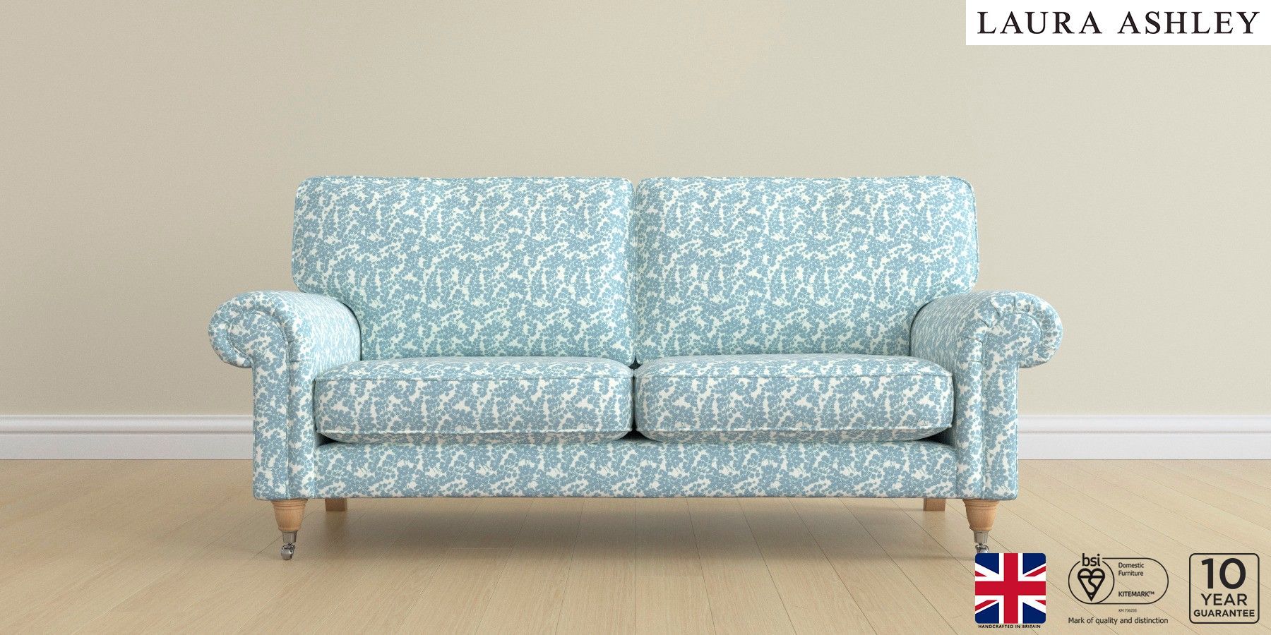 Buy Kingston by Laura Ashley Large Sofa Cariad Spray Newport Blue Low ...