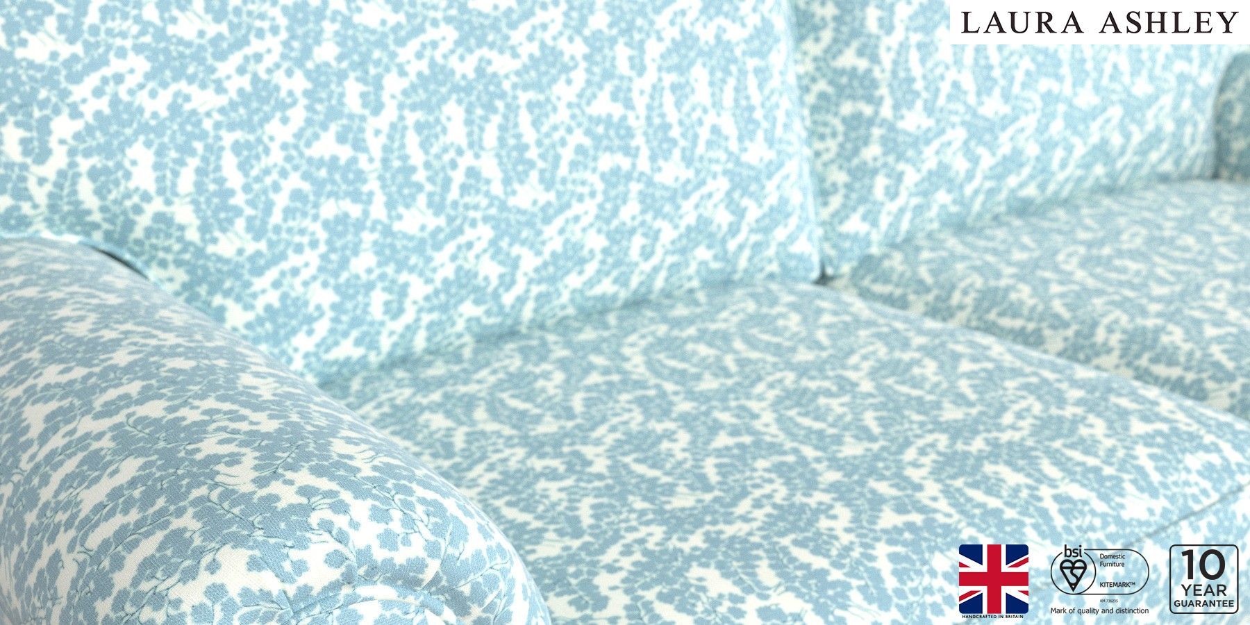 Buy Kingston by Laura Ashley Large Sofa Cariad Spray Newport Blue Low ...