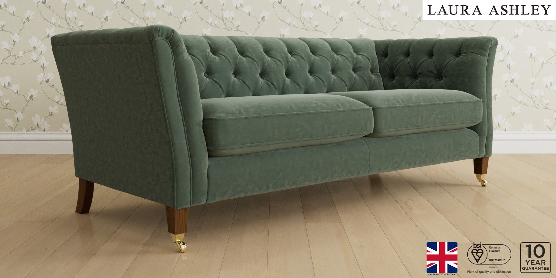 Buy Chatsworth Button Back By Laura Ashley Large Sofa Kendrick Fern ...