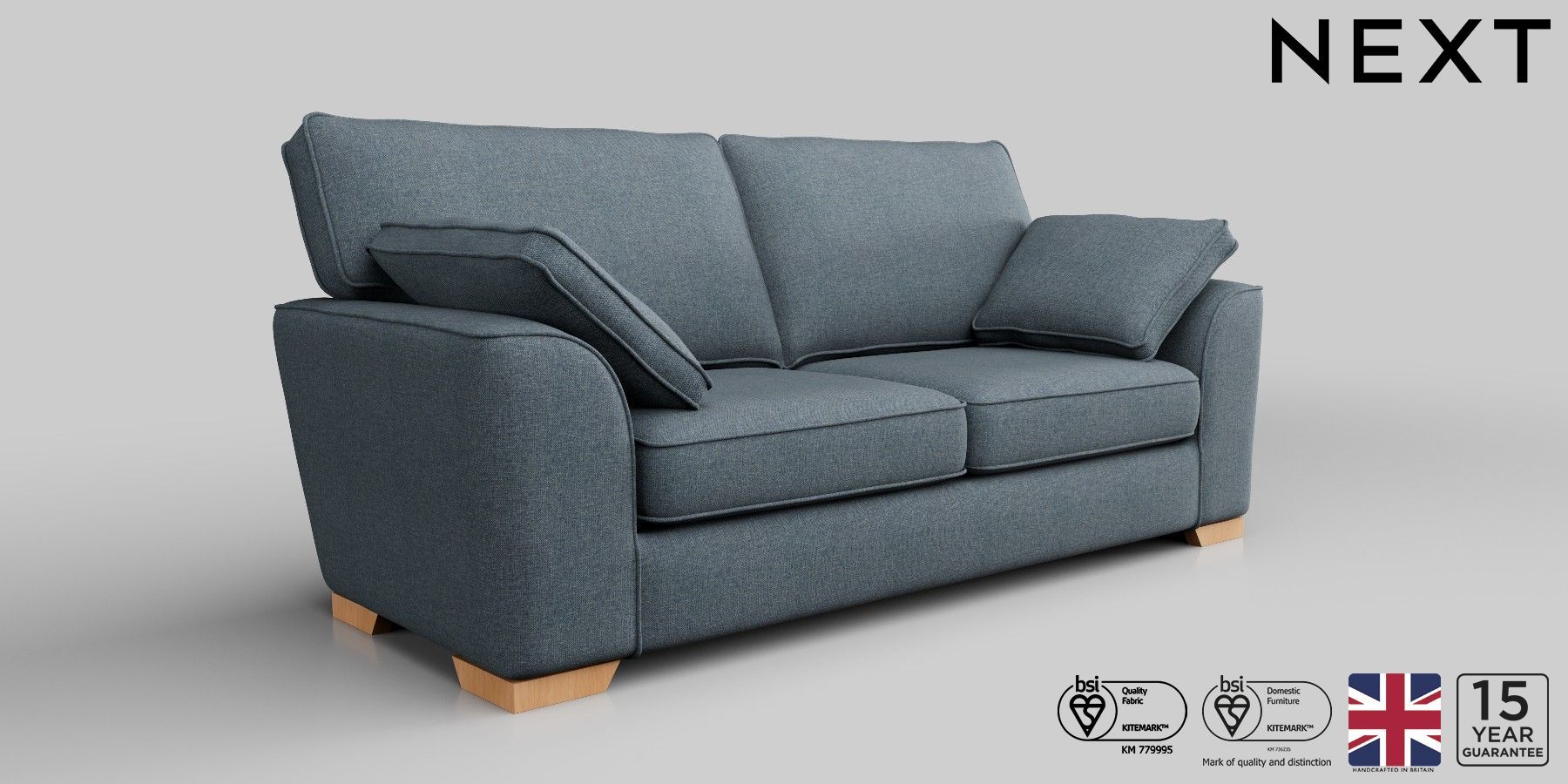 Buy Stamford Large Sofa Studio Chenille Navy Large Square Angle - Light ...