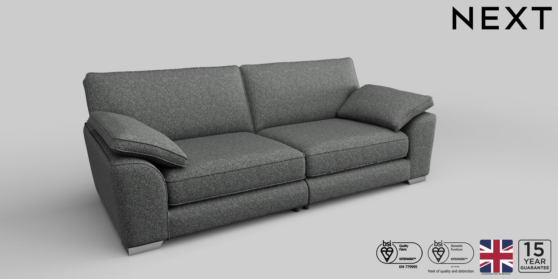 Buy Stamford Grand Relaxed Sit Extra Large Sofa Casual Boucle Charcoal ...