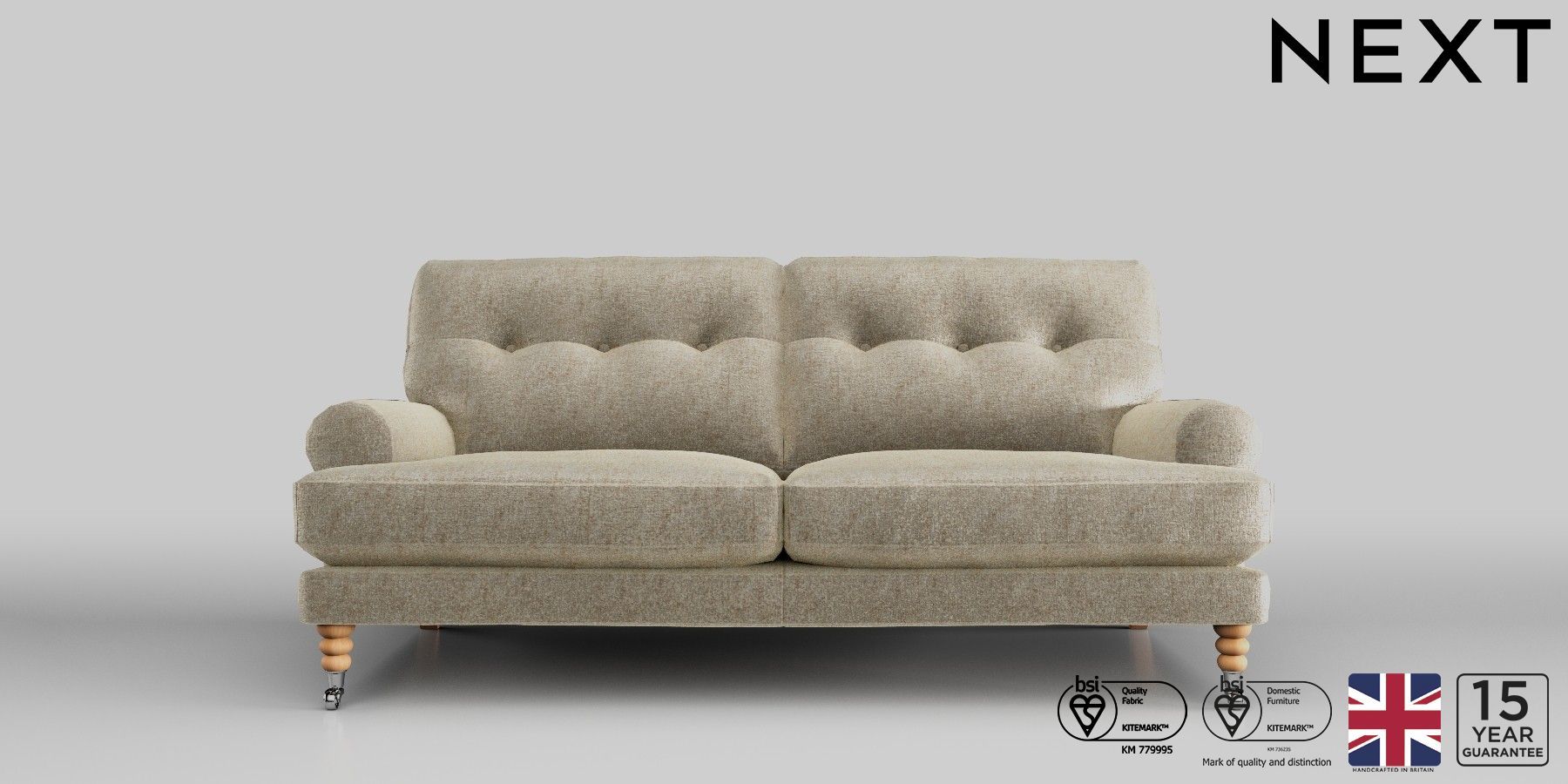 Buy Erin Buttoned Back Deep Relaxed Sit Medium Sofa Plush Chenille ...