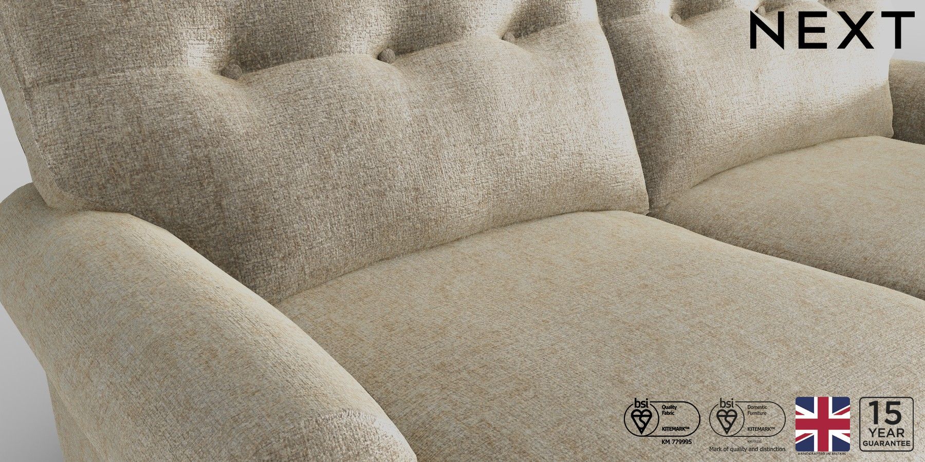 Buy Erin Buttoned Back Deep Relaxed Sit Medium Sofa Plush Chenille ...