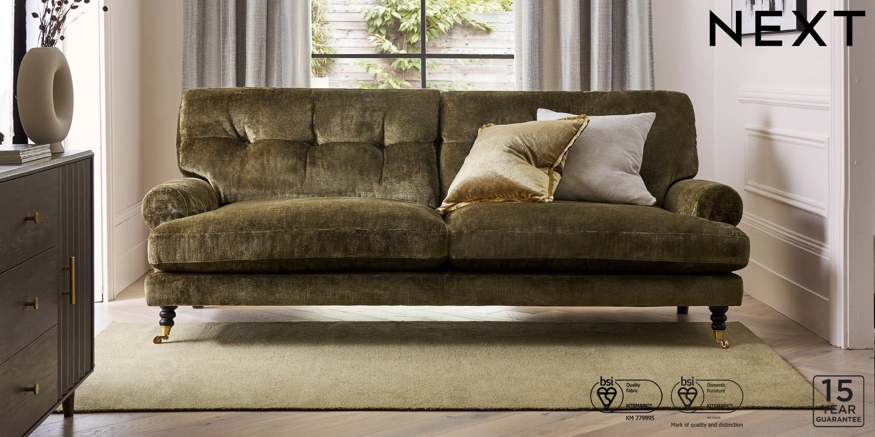 Erin Buttoned Back Deep Relaxed Sit Medium Sofa Chaise - Right Hand