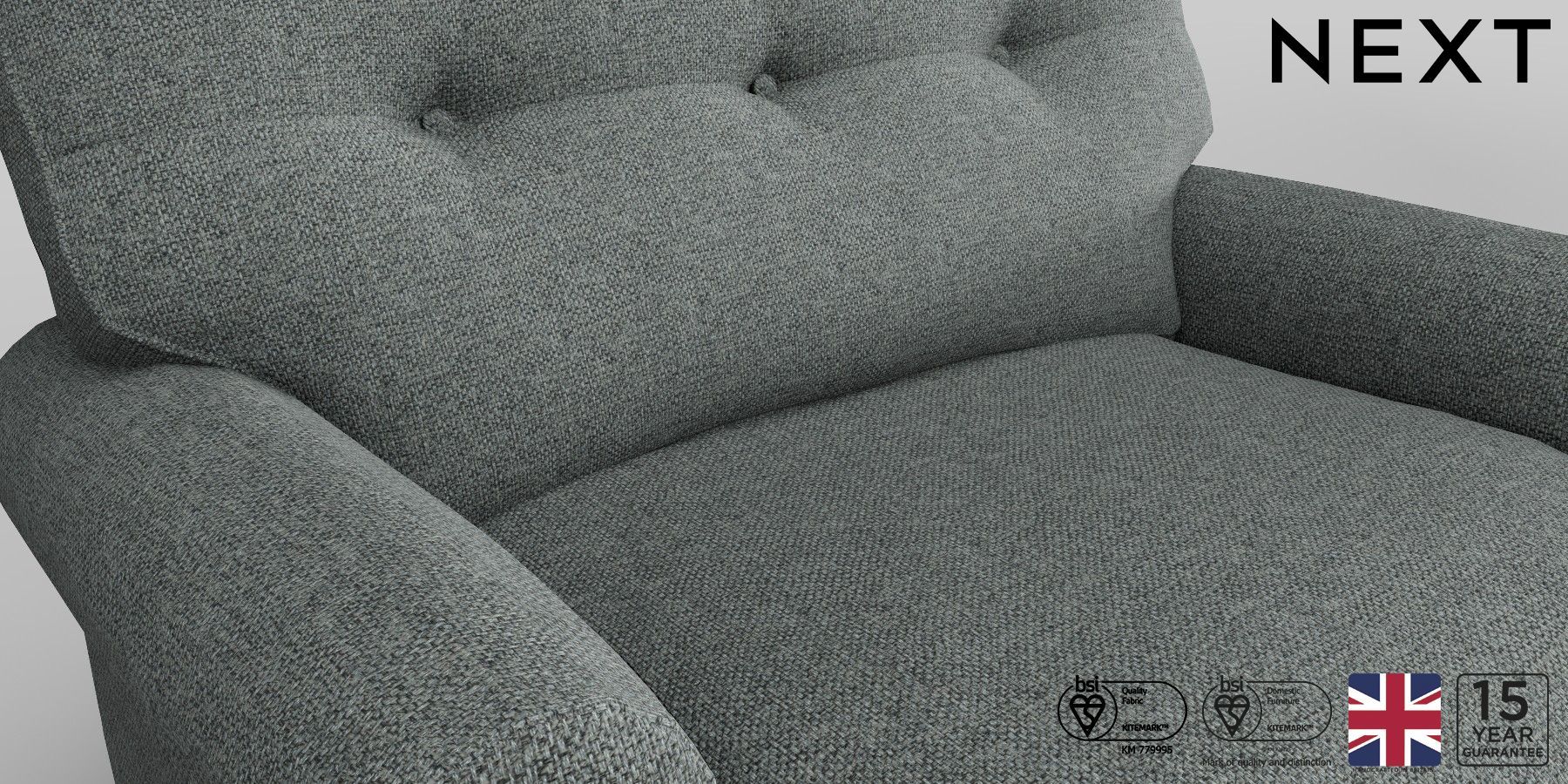 Buy Erin Buttoned Back Deep Relaxed Sit Snuggle Chunky Weave Mid Grey ...