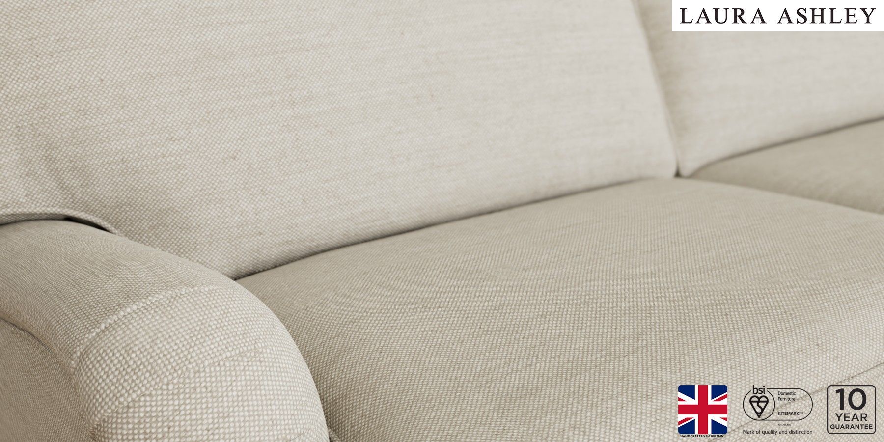 Buy Lynden By Laura Ashley Large Sofa Adele Off White Ornate Chrome ...