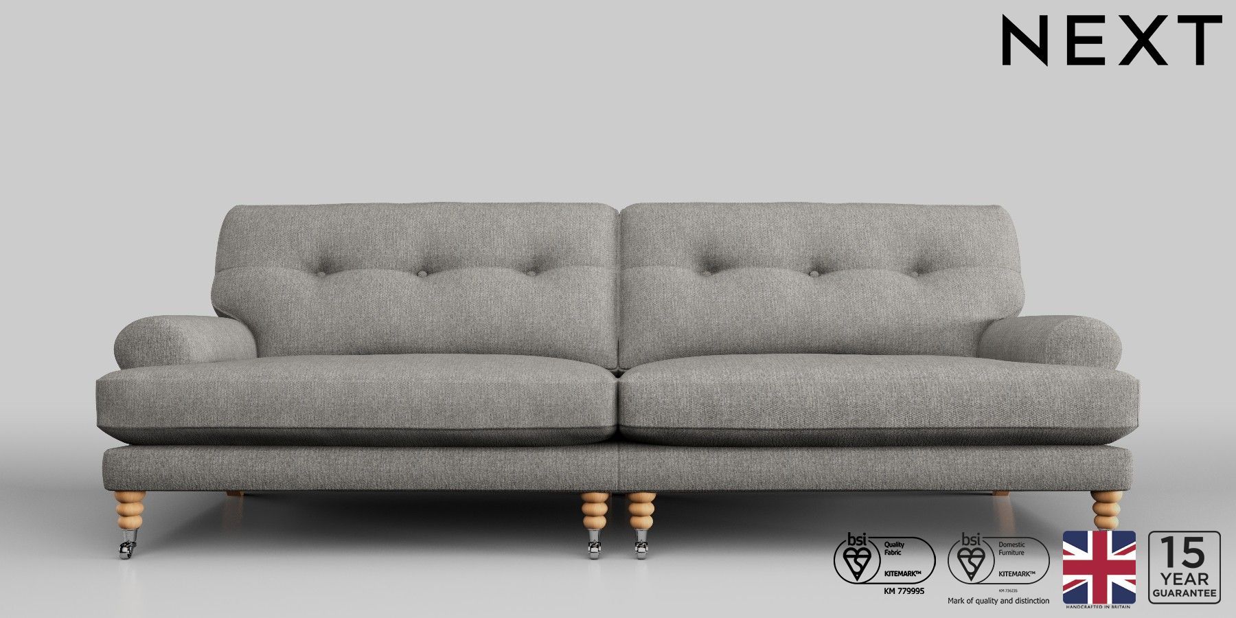 Buy Erin Buttoned Back Deep Relaxed Sit Extra Large Sofa Tweedy ...