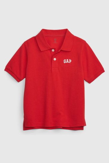 Buy Gap Red Logo Pique Short Sleeve Polo Shirt (Newborn-5yrs) from Next ...