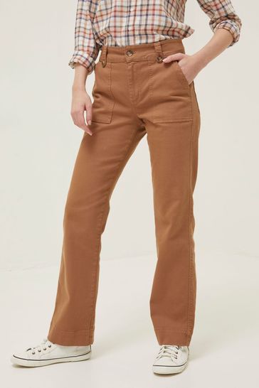 Buy FatFace Brown Canvas Ripley Wide Leg Trousers from Next Ireland