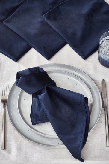 Buy Navy Velvet Napkins from Next Ireland