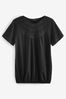 Buy Black Short Sleeve Crochet Bubblehem Top from the Next UK online shop