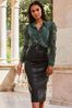 Buy Sosandar Black Leather Panelled Pencil Midi Skirt from the Next UK online shop