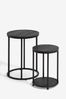 Buy Black Bronx Oak Effect Round Set of 2 Nest of Tables from the Next ...