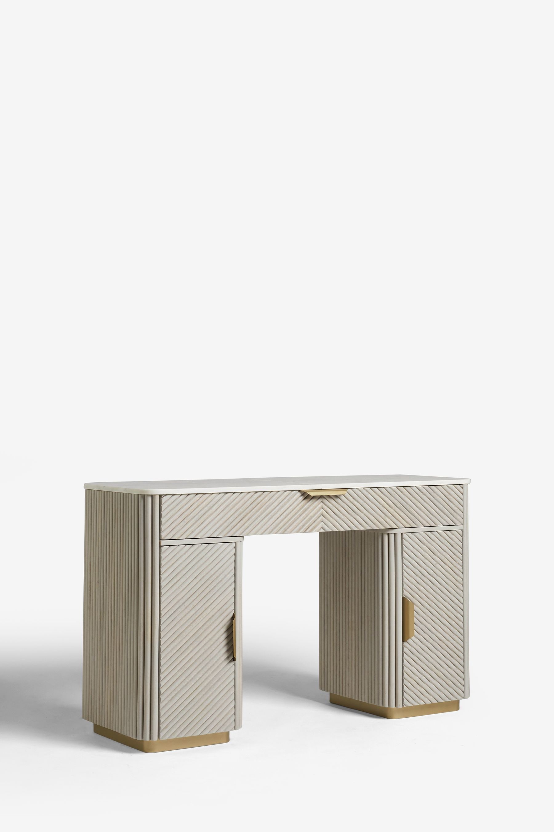 Buy Light Grey Valencia Marble Mango Wood Space Saving Storage Dressing ...