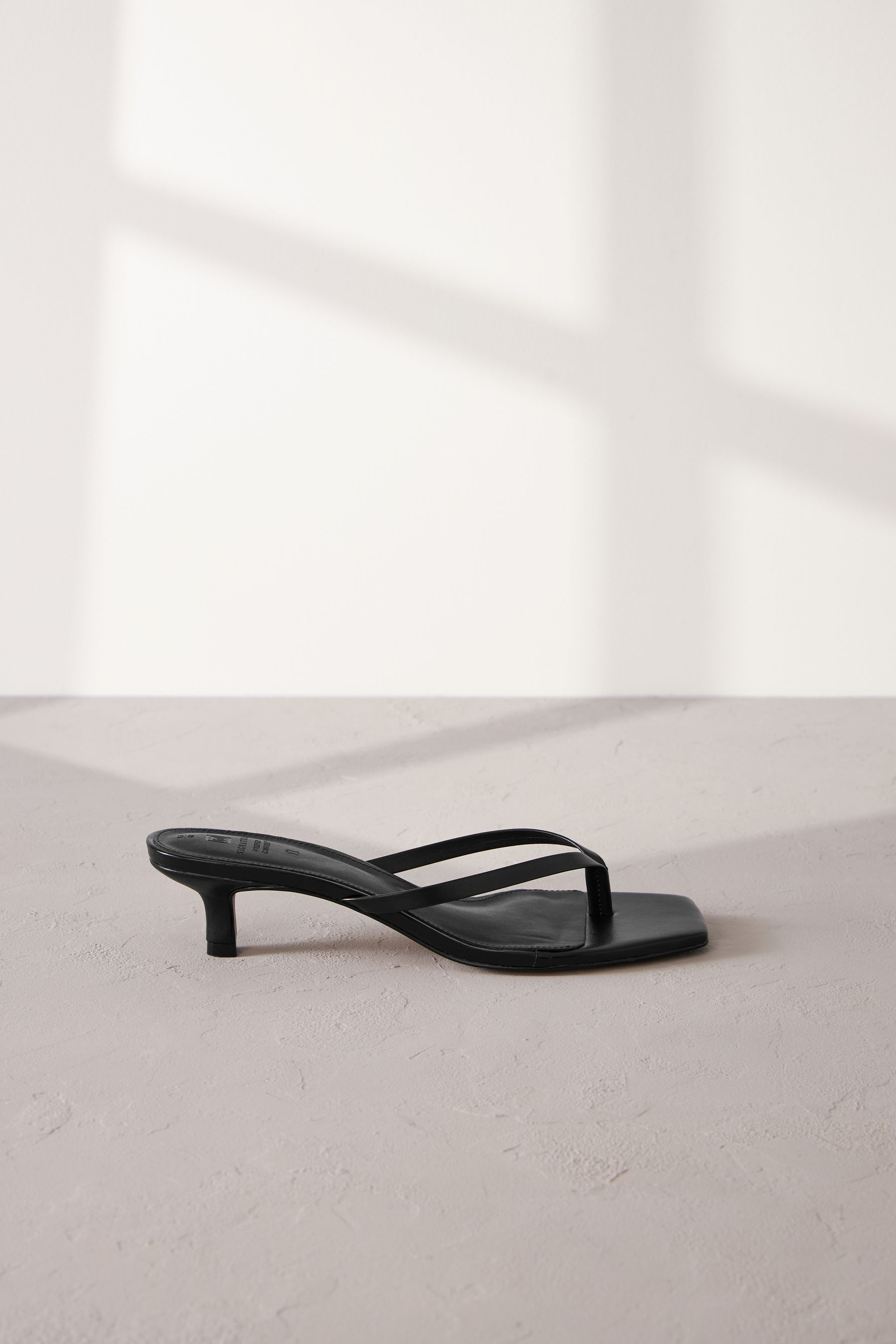 Buy Black Signature Leather Toe Post Heeled Mules from the Next UK ...