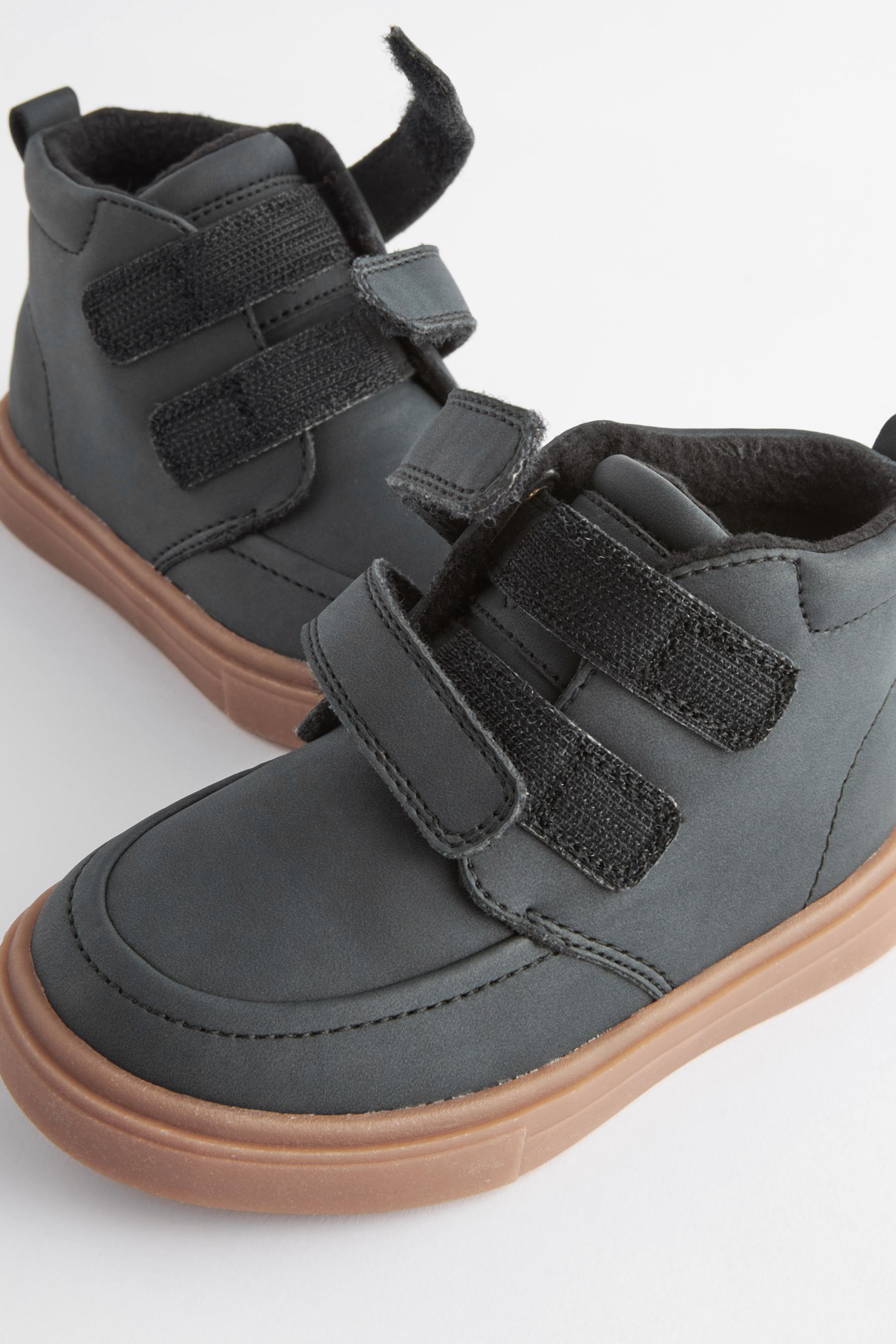 Buy Black with Gum Sole Standard Fit (F) Warm Lined Touch Fastening ...