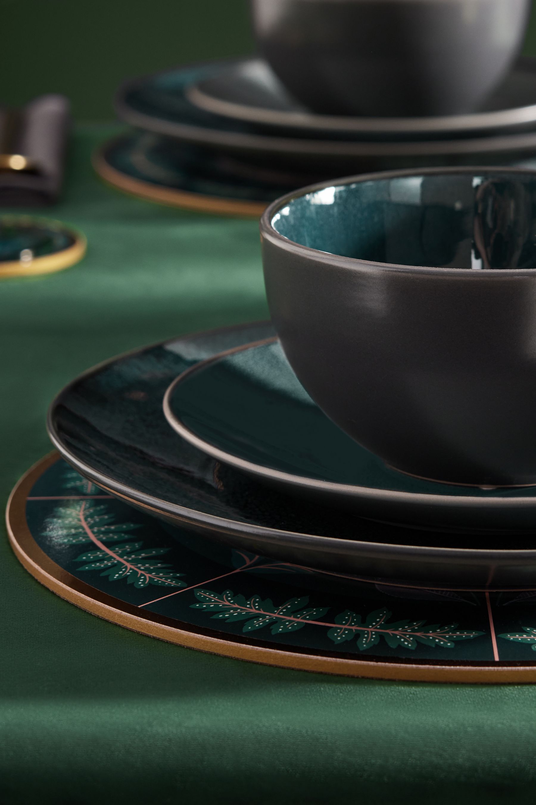 Buy Teal Blue Logan Reactive Glaze 12 Piece Dinner Set from the Next UK ...
