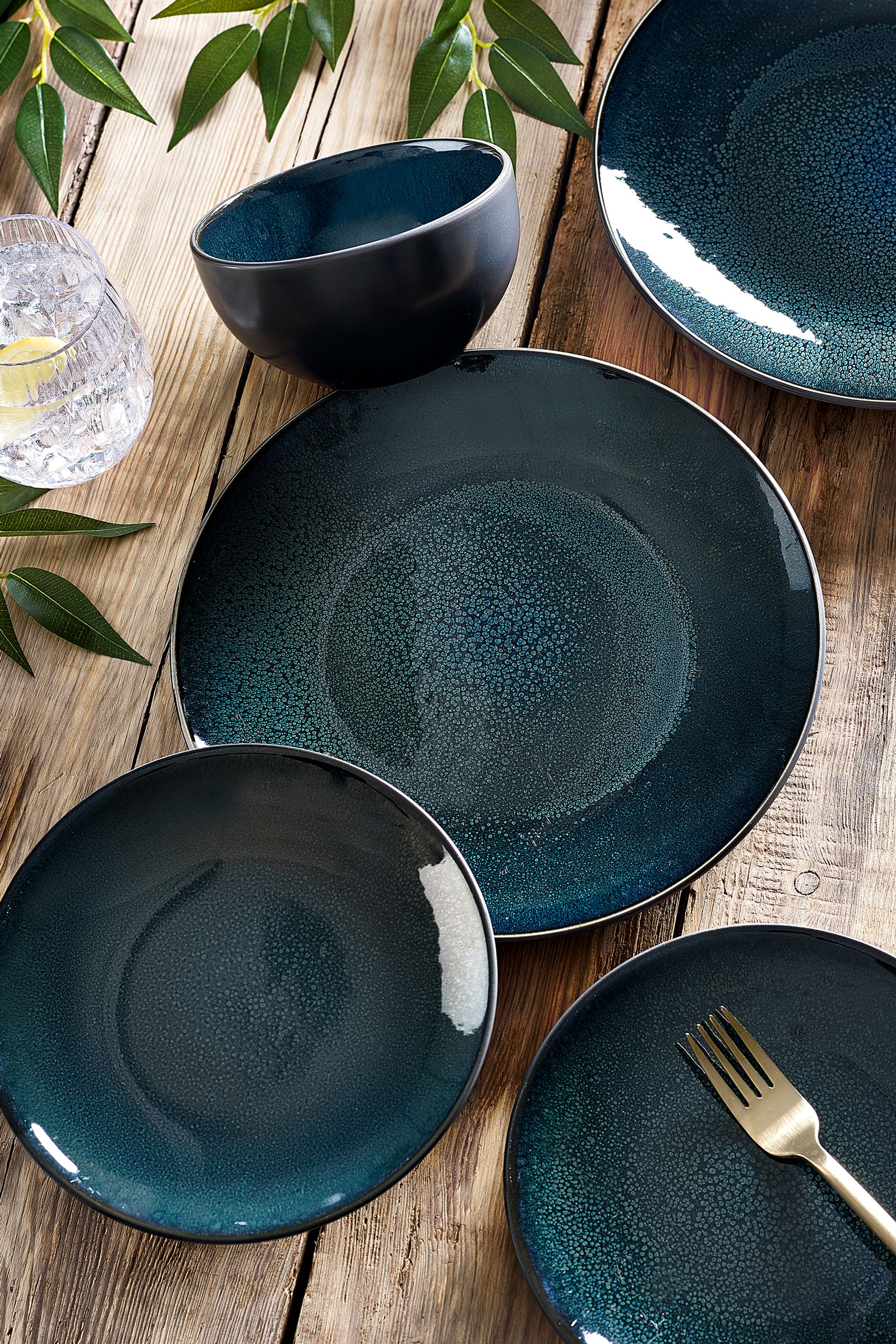 Buy Teal Blue Logan Reactive Glaze 12 Piece Dinner Set from the Next UK ...