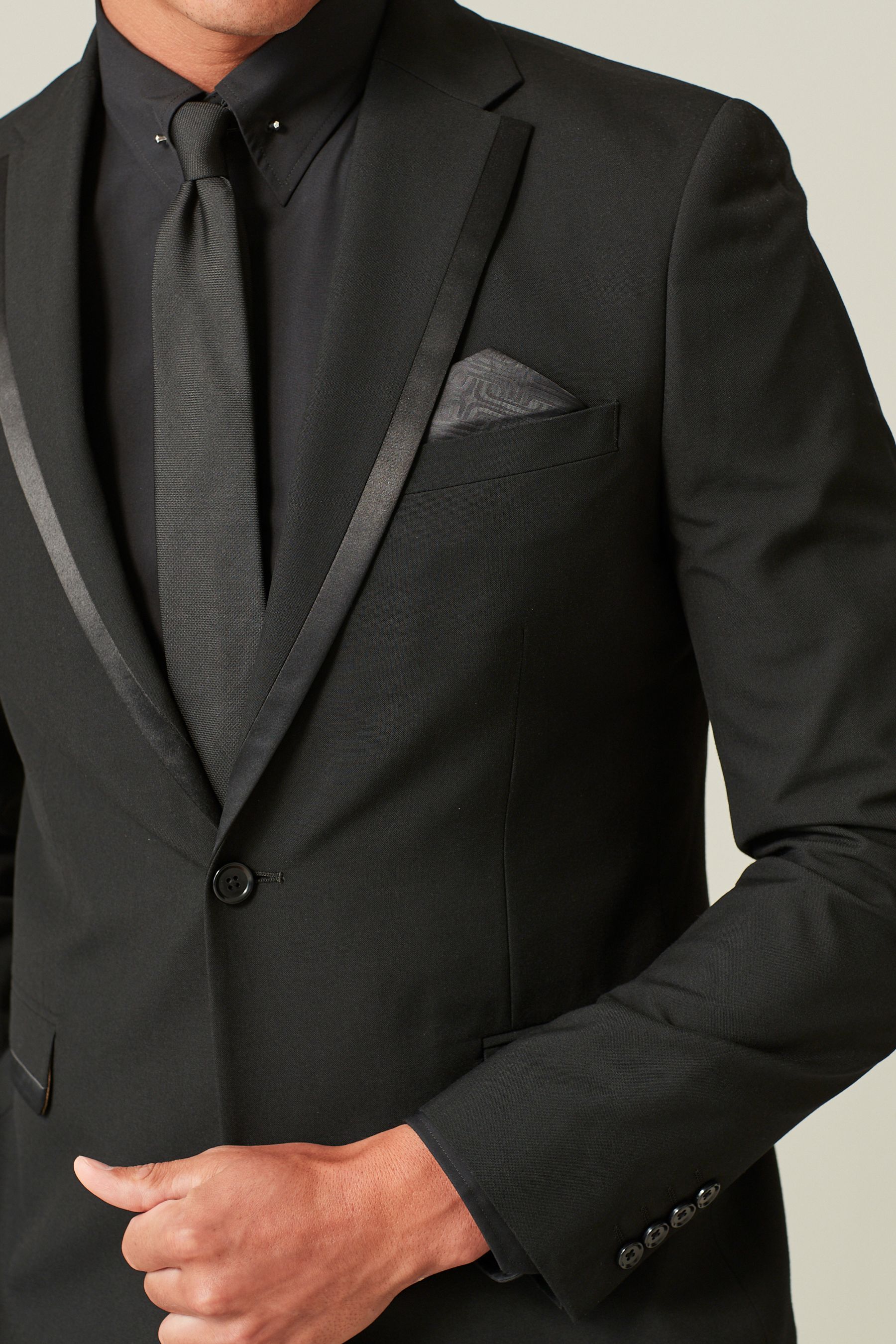 Buy Black Skinny Fit Tuxedo Suit Jacket from the Next UK online shop