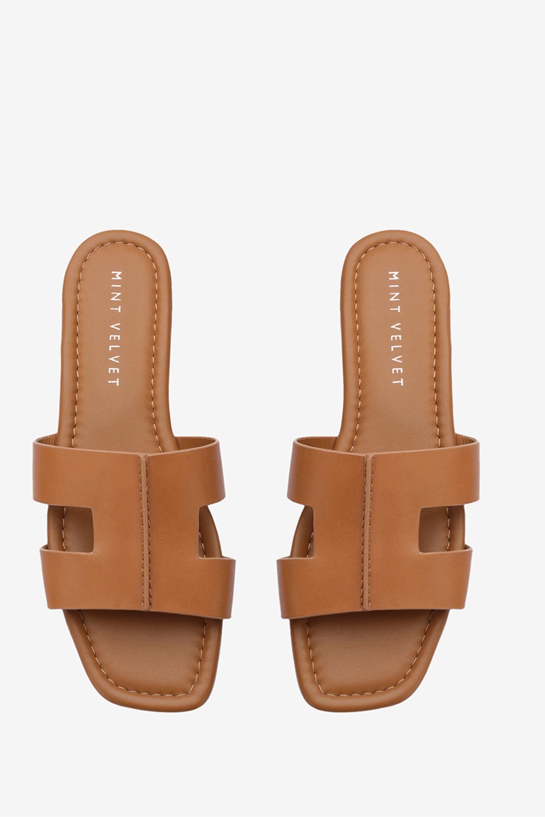 Buy Mint Velvet Brown Mint Velvet Meave Tan Cutout Brown Sliders from ...