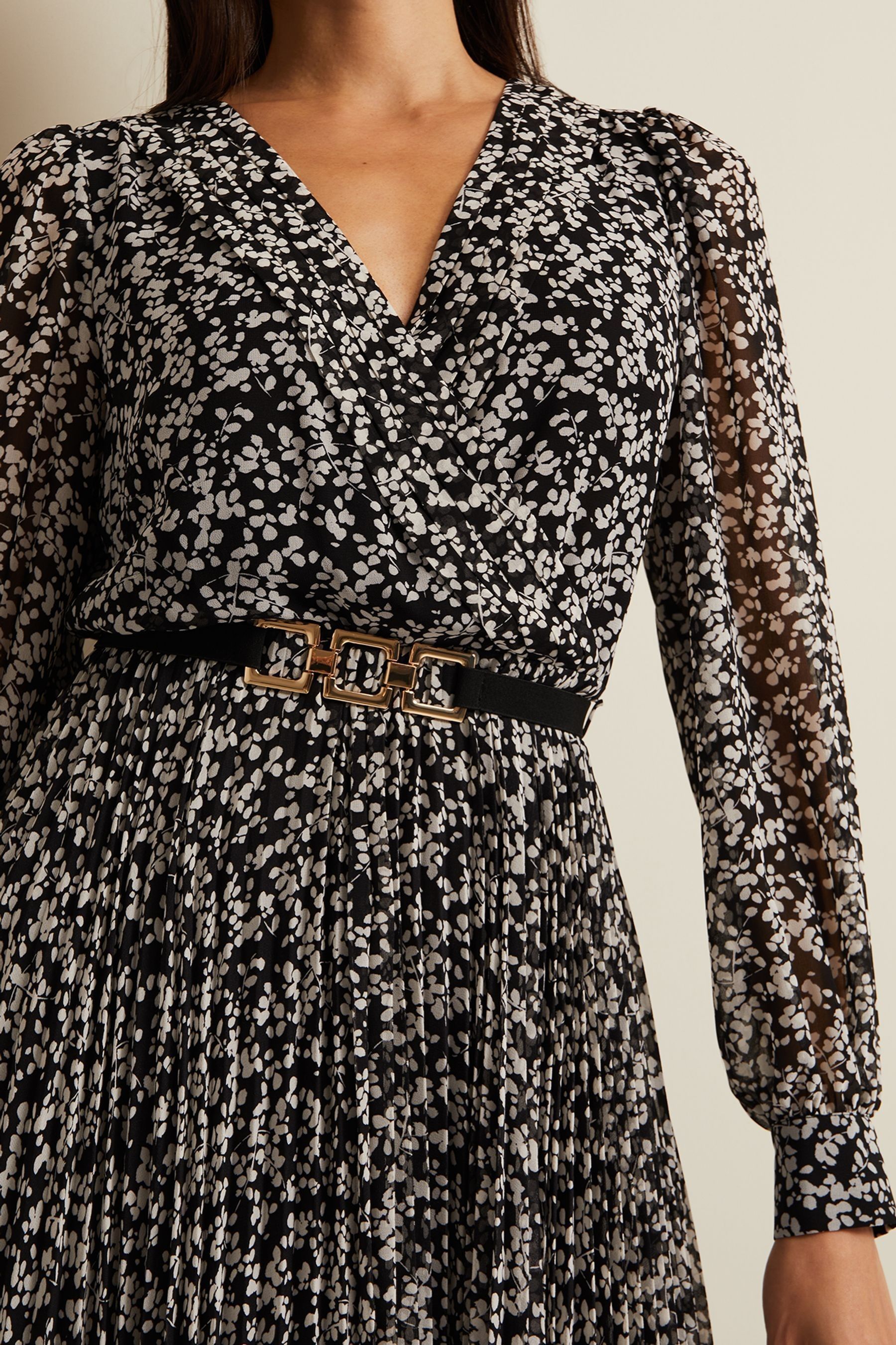 Buy Phase Eight Black Spot Ayana Pleat Midaxi Dress from the Next UK ...