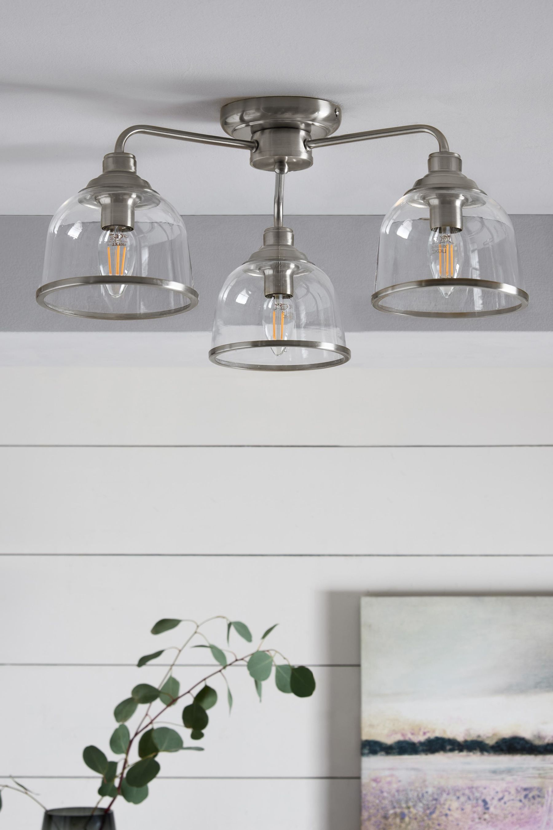 Buy Brushed Chrome Gloucester Flush Ceiling Light from Next Ireland
