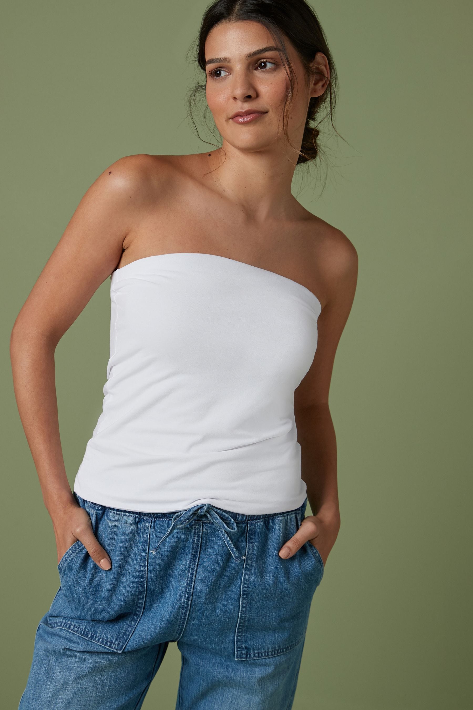 Buy White Cotton Rich Bandeau Boobtube Top from the Next UK online shop