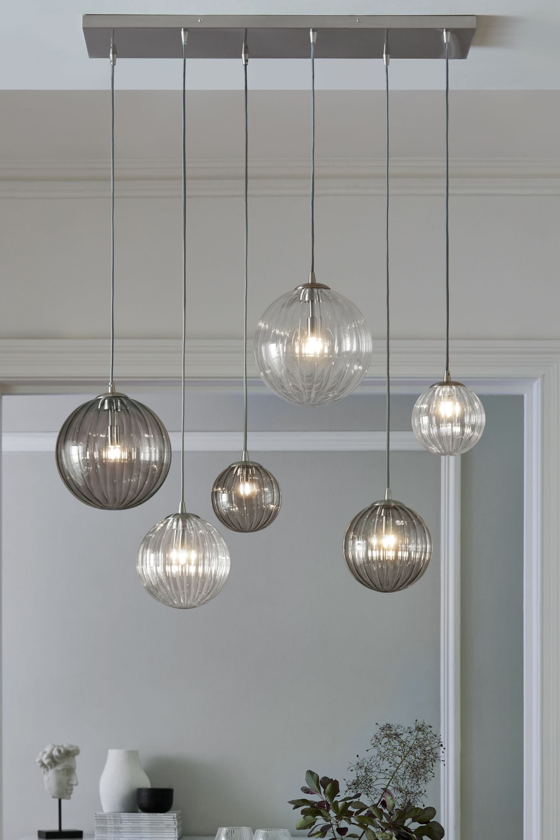 Buy Chrome Ashcroft 6 Light Linear Pendant Ceiling Light from the Next ...