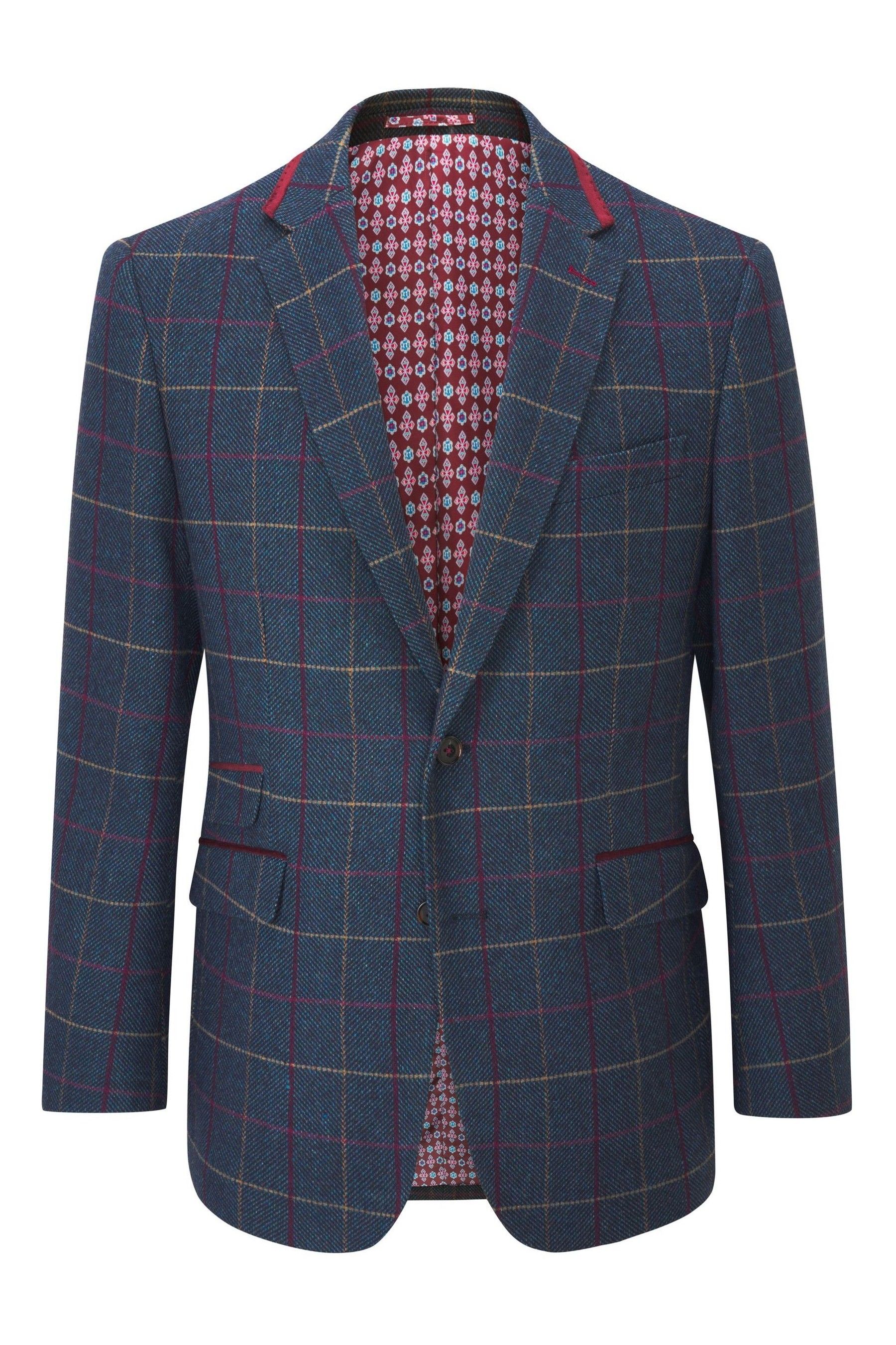 Buy Skopes Doyle Navy Blue Tweed Tailored Wool Blend Suit Jacket from ...